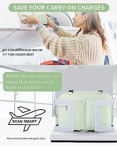Large Travel Laptop Backpack, Expandable Flight Approved Backpack, Carry on Backpack for Women, Waterproof 17inch Laptop Hiking Backpack with Shoe Compartment, Mint Green