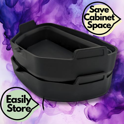 SimplyRye Silicone Slow Cooker Liners fits 6QT Crockpot, Reusable/Leakproof, Slow Cooker Divider Insert Liners, Dishwasher Safe (2 in 1 Black fits 6QT)