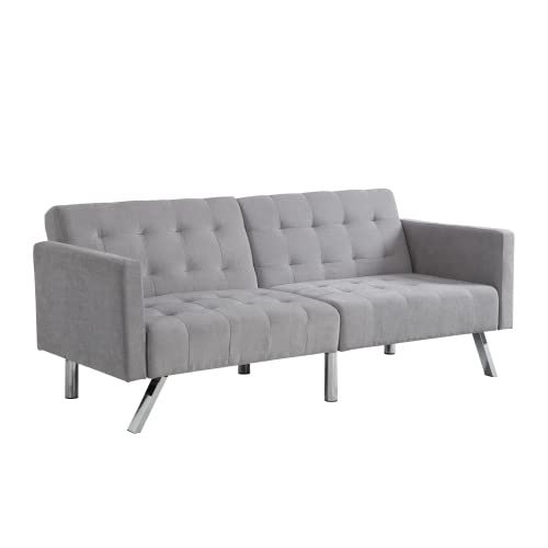 AnwickNomo Futon Sofa Bed,Recliner Couch,Convertible Folding Lounge Couch Loveseat Sleeper Sofa with Armrests, Small Love Seat for Living Room Office Reading Room,Bedroom Furniture Set (Light Grey)