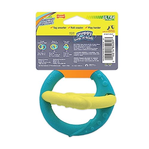 Nylabone Power Play Puppy Tug-a-Ball - Puppy Tug Toy - Interactive Puppy Enrichment Toys - Puppy Must Haves (1 Count)