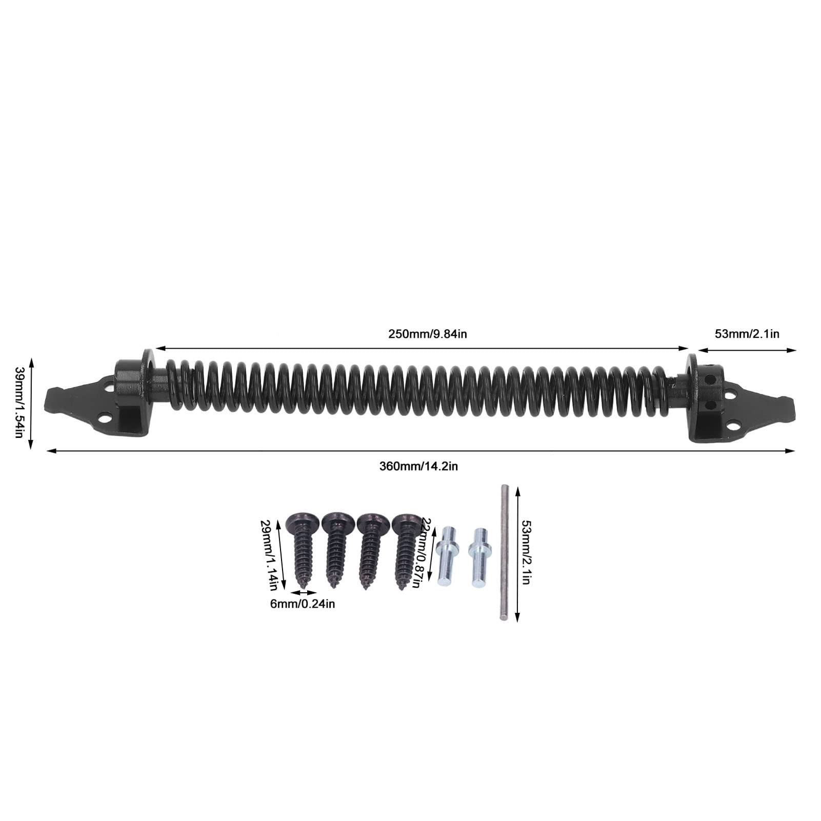 Self Closing Gate Door Spring Wooden Box Fence Door Outdoor Hinge Villa Yard Spring Room Black Hardware Closure