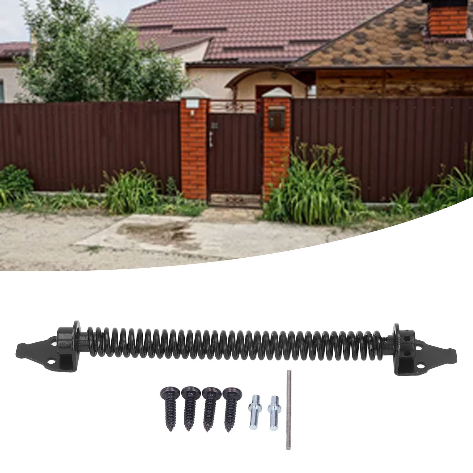 Self Closing Gate Door Spring Wooden Box Fence Door Outdoor Hinge Villa Yard Spring Room Black Hardware Closure