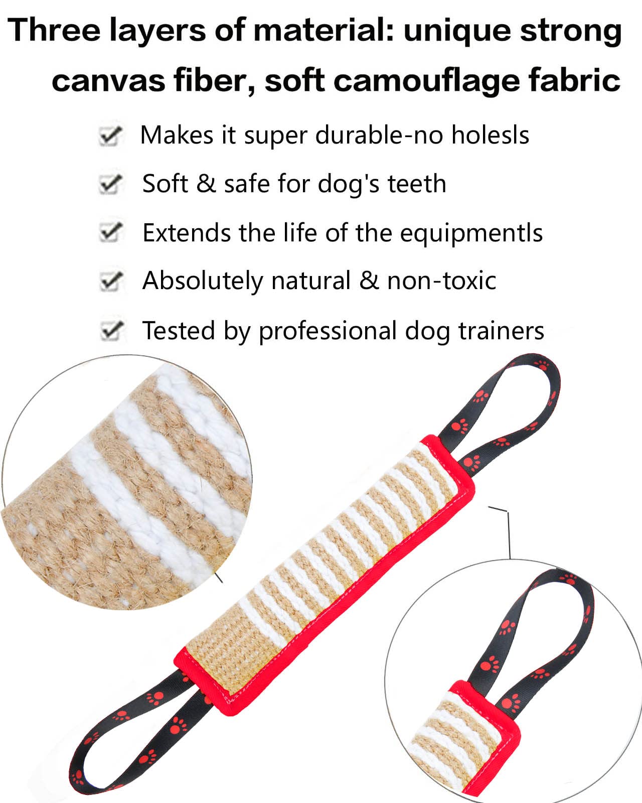 Clysoru Dog Tug Toy Dog Tough Jute Bite Pillow - Durable Training Equipment - Puppy to Large Dogs Interactive Toy.