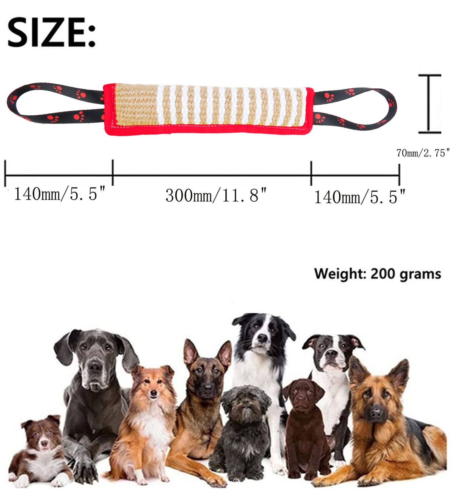 Clysoru Dog Tug Toy Dog Tough Jute Bite Pillow - Durable Training Equipment - Puppy to Large Dogs Interactive Toy.