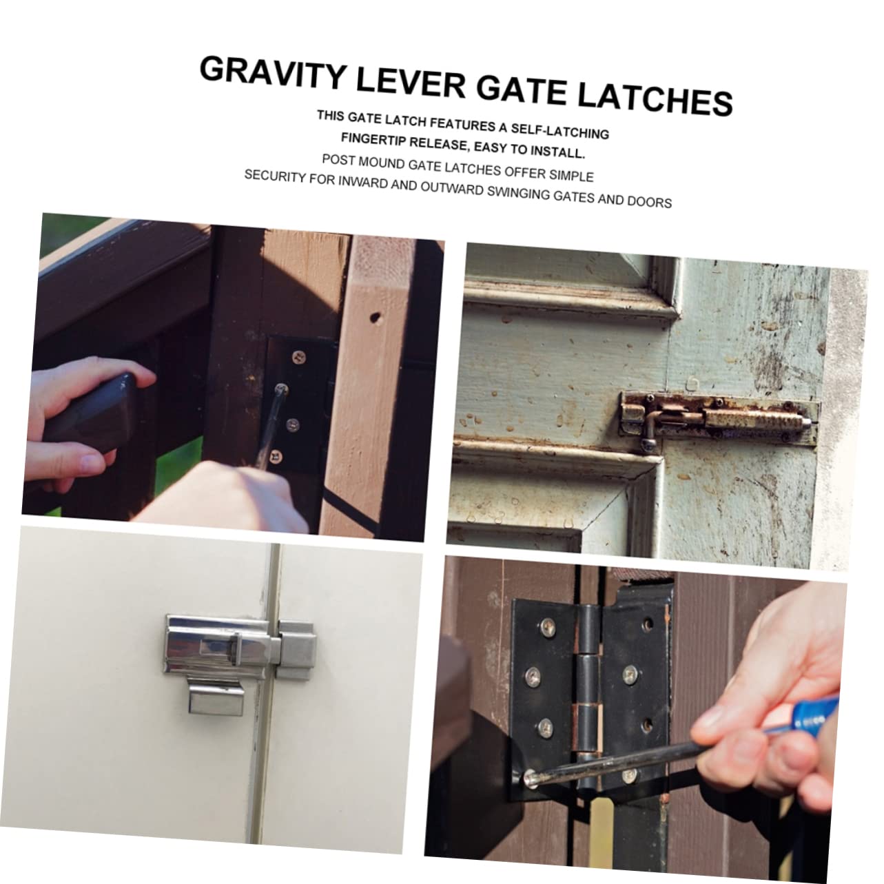 Fence Hinge Gate Latch for Wooden Fence Heavy Duty Gate Latch Fence Locks for Outdoor Gates Pool Gate Latch Gate Latches for Wooden Gates Gate Handles Fence Latches for Gates