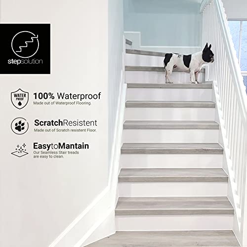Step Solution 2 Stair Steps Kit - Includes 2 Stair Treads with Bullnose and 2 Fillers Combo - Vinyl Planks on Stairs - Match Home Depot Vinyl Floor Colors - 12" W x 42" L - Fresh Oak Color