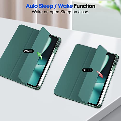 Gylint Case with Pen Holder for OnePlus Pad 11.6 inch 2023, Transparent Hard Shell Back Trifold Smart Cover Protective Slim Case for OnePlus Pad/Oppo Pad 2 Green
