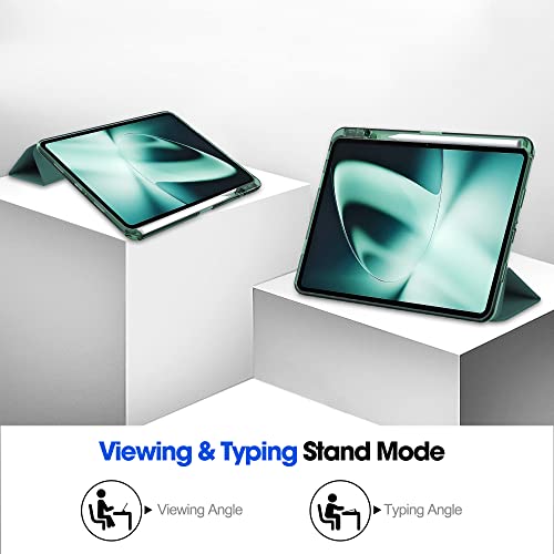 Gylint Case with Pen Holder for OnePlus Pad 11.6 inch 2023, Transparent Hard Shell Back Trifold Smart Cover Protective Slim Case for OnePlus Pad/Oppo Pad 2 Green