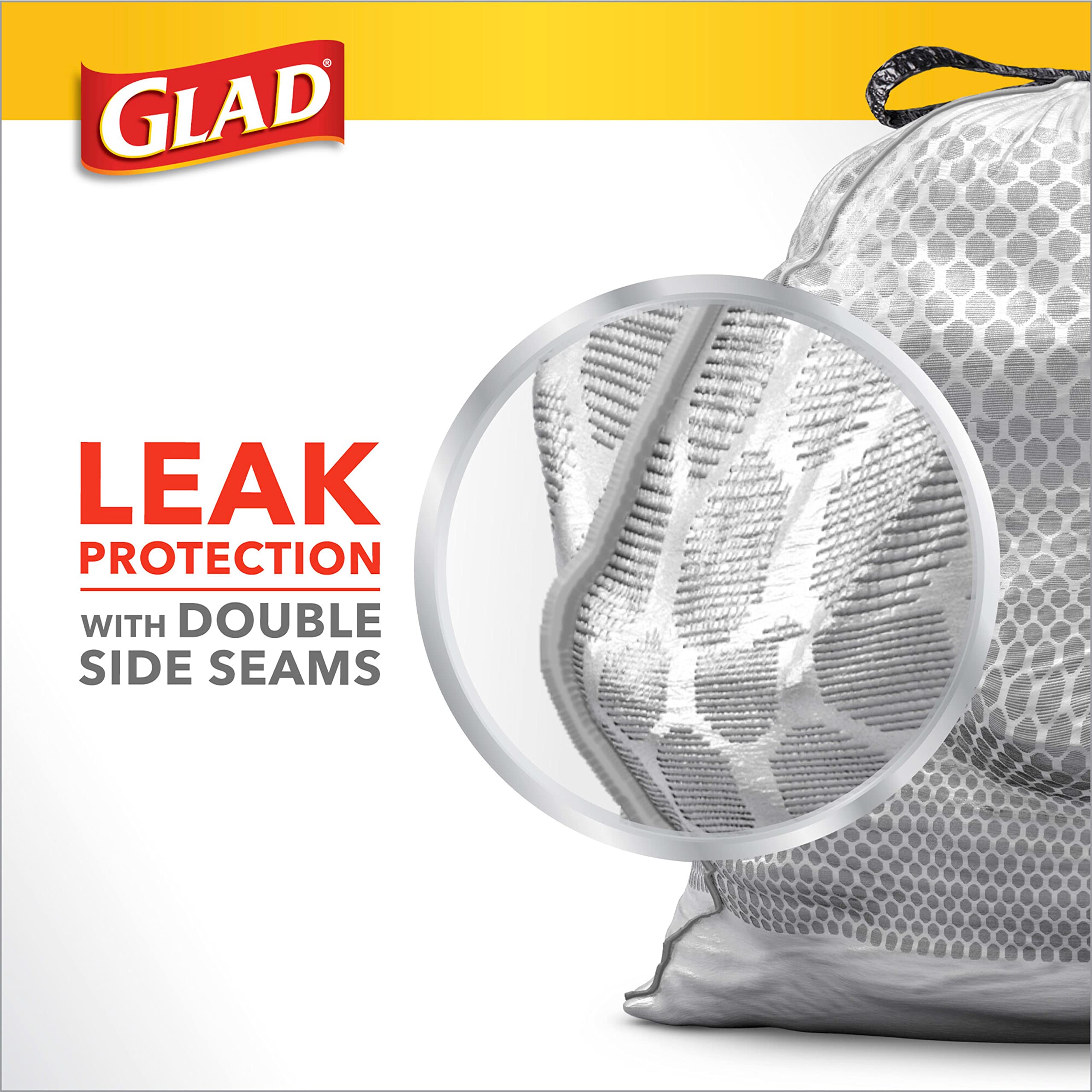 Glad Tall Kitchen Quick-Tie Trash Bags, OdorShield 13 Gallon White Trash Bag, Gain Moonlight Breeze with Febreze Freshness, 40 Count (Package May Vary)
