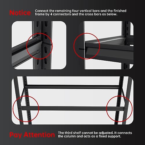 MOLYHOM Garage Shelving Heavy Duty, Garage Storage Shelves with Wheels, Adjustable Industrial Metal Storage Shelving Units, 64" H*31.6" W*15.8" D