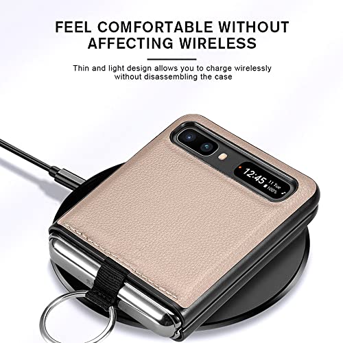 DENUVI Slim Finger Ring Holder Leather Case for Samsung Galaxy Z Flip 3 Flip4 Flip 4 Flip3 5G Folding Cell Phone Cover,red,for Samsung Z Flip 3