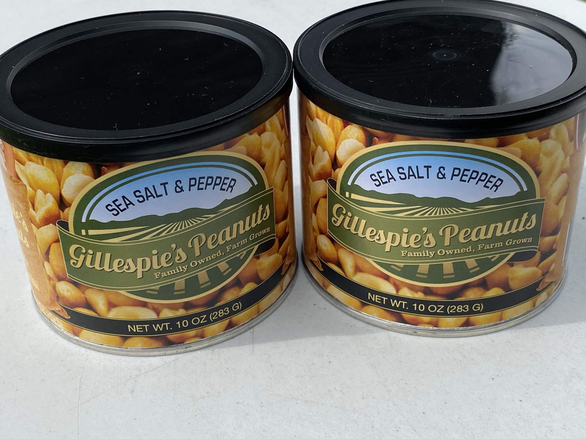 Salt and Pepper 10oz cans Gillespie's Peanuts grown on our family farm! (1 Can)