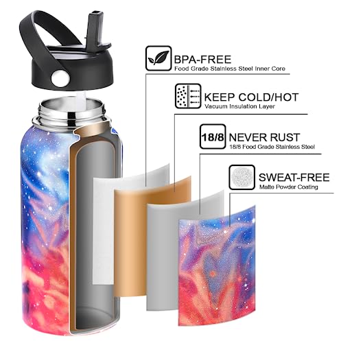 WEREWOLVES Personalized Insulated Water Bottle with Paracord Handle Straw Lid & Spout Lid, Vacuum Stainless Steel Wide Mouth Water Bottle for Adults 24 oz, 32 oz, 40 oz
