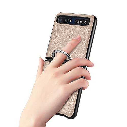 DENUVI Slim Finger Ring Holder Leather Case for Samsung Galaxy Z Flip 3 Flip4 Flip 4 Flip3 5G Folding Cell Phone Cover,red,for Samsung Z Flip 3