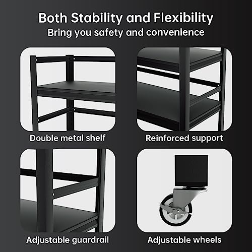 MOLYHOM Garage Shelving Heavy Duty, Garage Storage Shelves with Wheels, Adjustable Industrial Metal Storage Shelving Units, 64" H*31.6" W*15.8" D