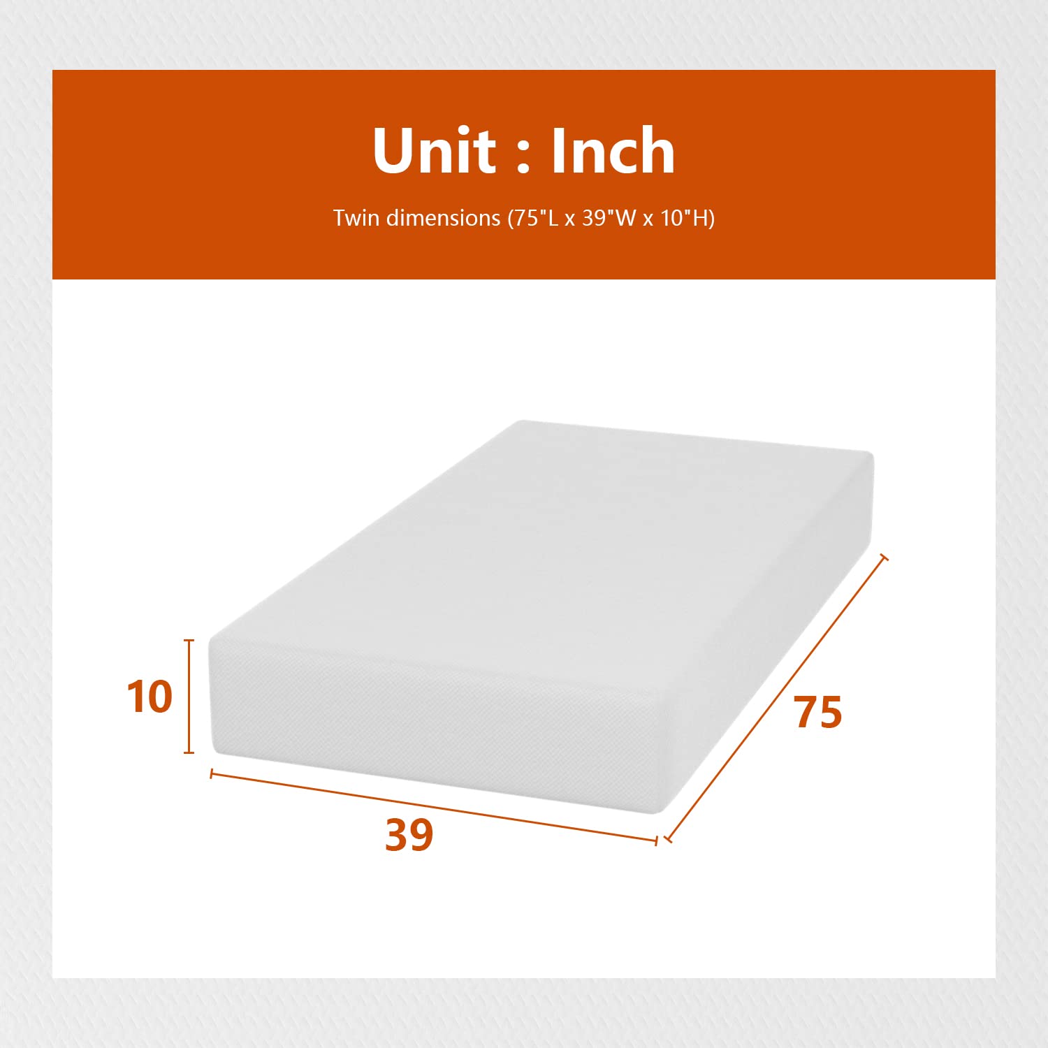 PayLessHere 10 Inch Twin Mattress Base Foam Mattress CertiPUR-US Certified,Removable Soft Cover,Twin mattresses for Bed Frame, Bunk Bed, Trundle, Daybed,White,Fiberglass Free