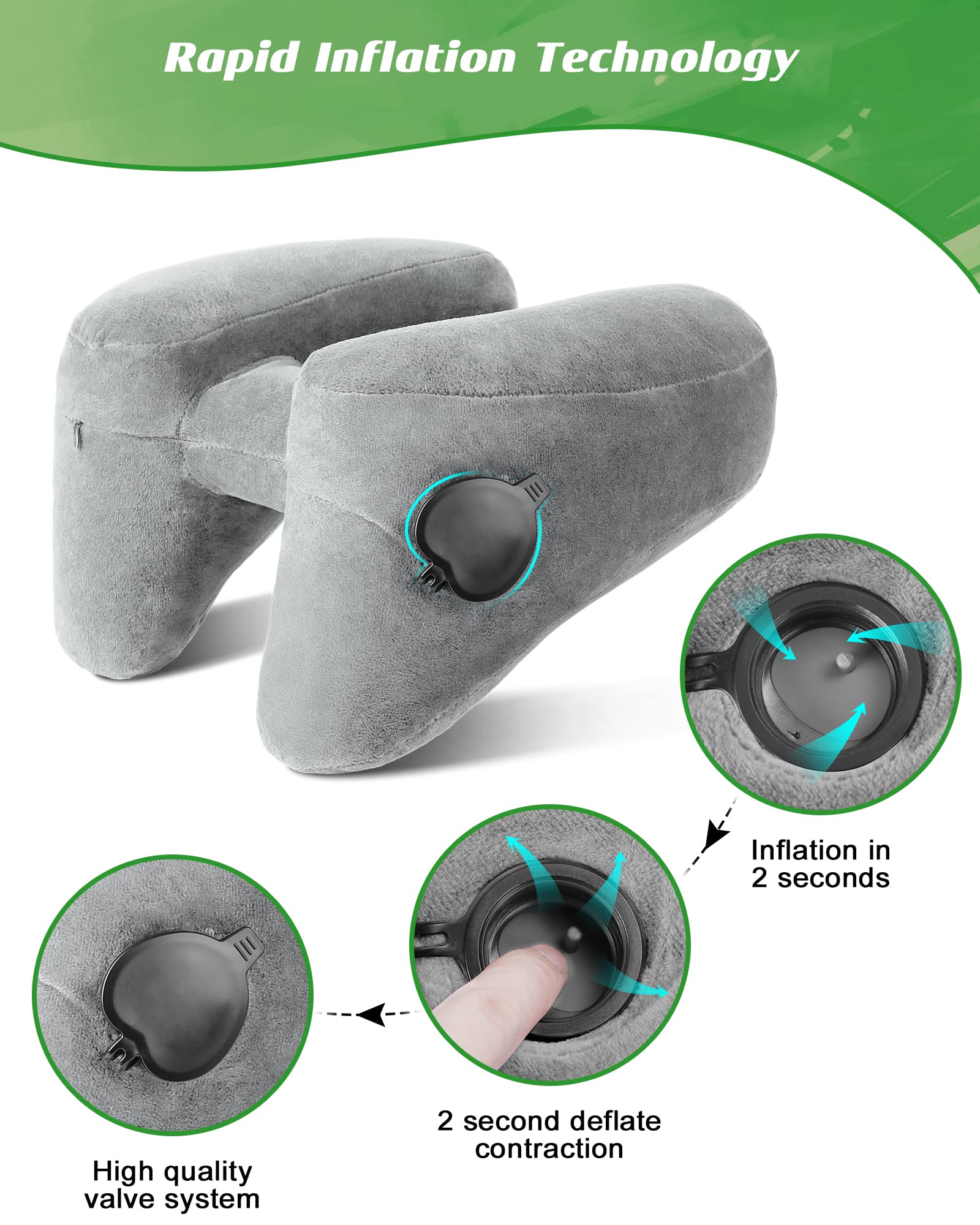 JefDiee Relax in Style with Travel Pillow for Neck, Chin and Head Support with Washable Velour Cover and Sleep Accessories Set, t2