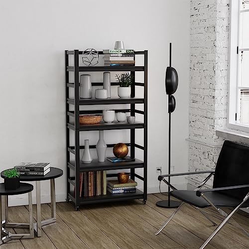 MOLYHOM Garage Shelving Heavy Duty, Garage Storage Shelves with Wheels, Adjustable Industrial Metal Storage Shelving Units, 64" H*31.6" W*15.8" D