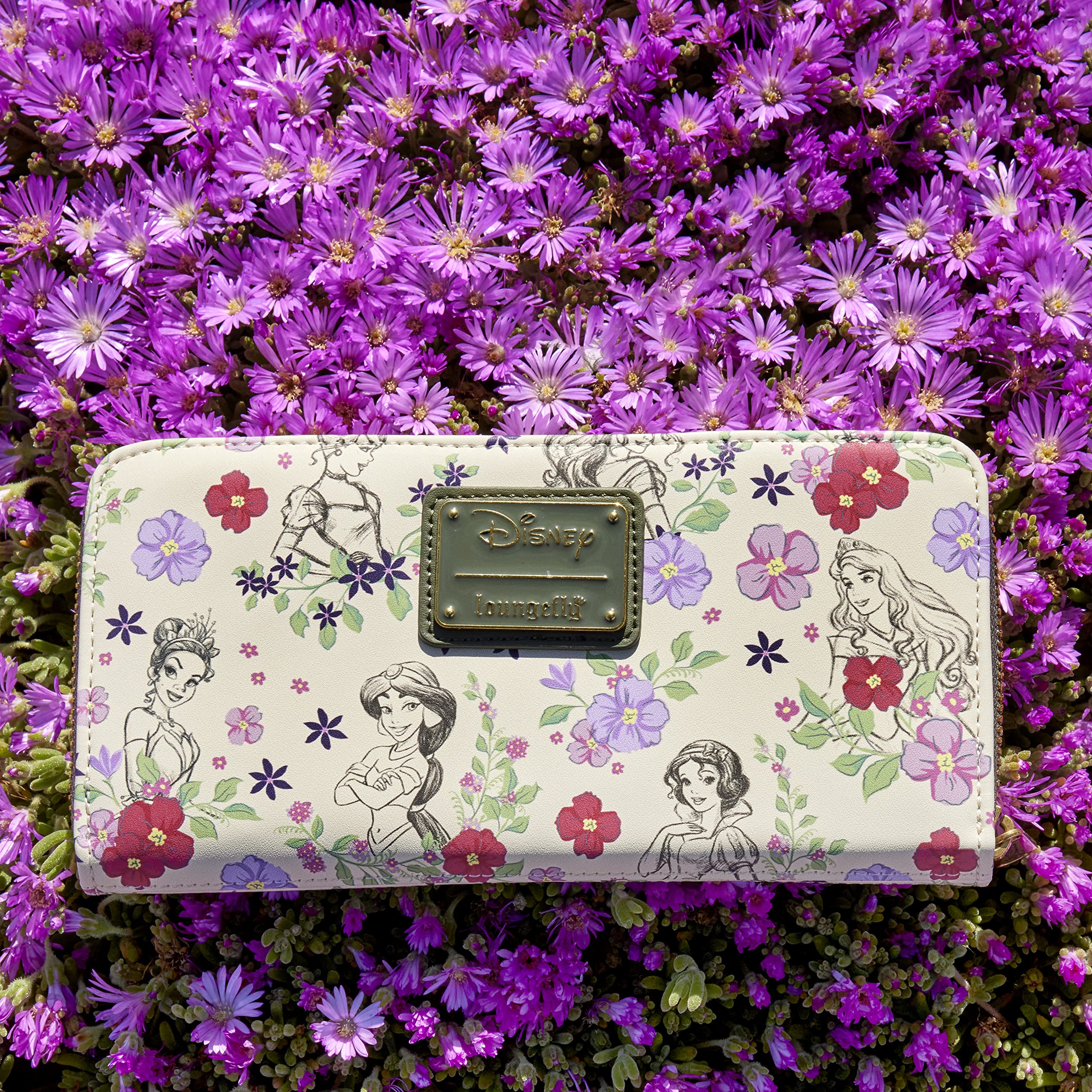 Loungefly Disney Princesses Sketch Floral All Over Print Faux Leather Wallet