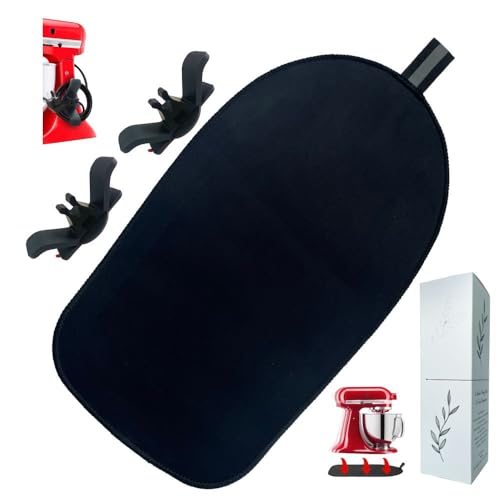 Heimn Sliding Mat and two Cord Organizers compatible with KitchenAid 4.5-5 Qt Tilt-Head Stand (4.5-5Qt Black Mat+2xBlack Kitchen Accessories, 22x38-8.66x14.96")
