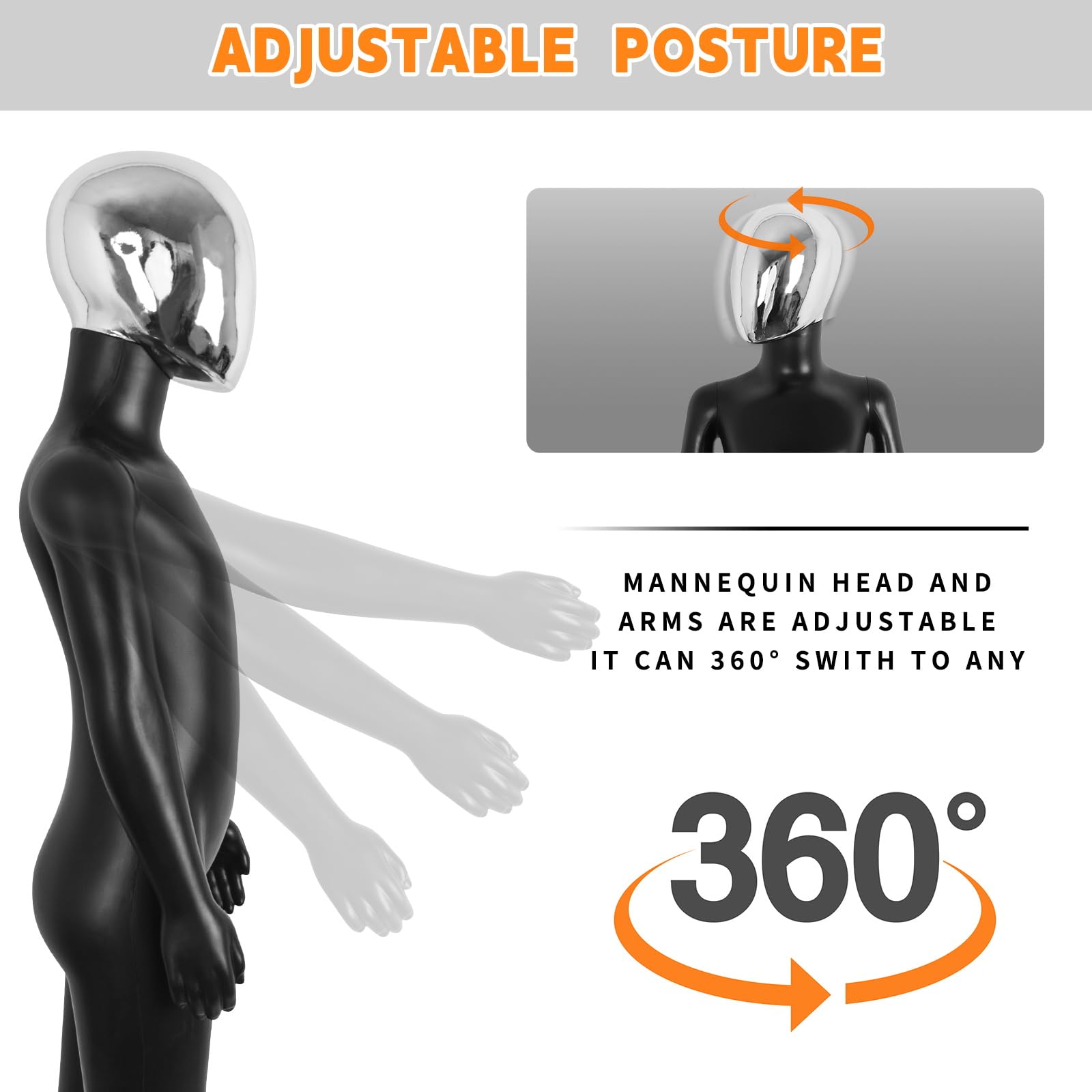 SHAREWIN Kids Mannequin Full Body 43.3 Inches, Black Children Dress Form Adjustable Mannequin Torso, Realistic Adjustable Detachable Manikin Body Display with Metal Base for Child