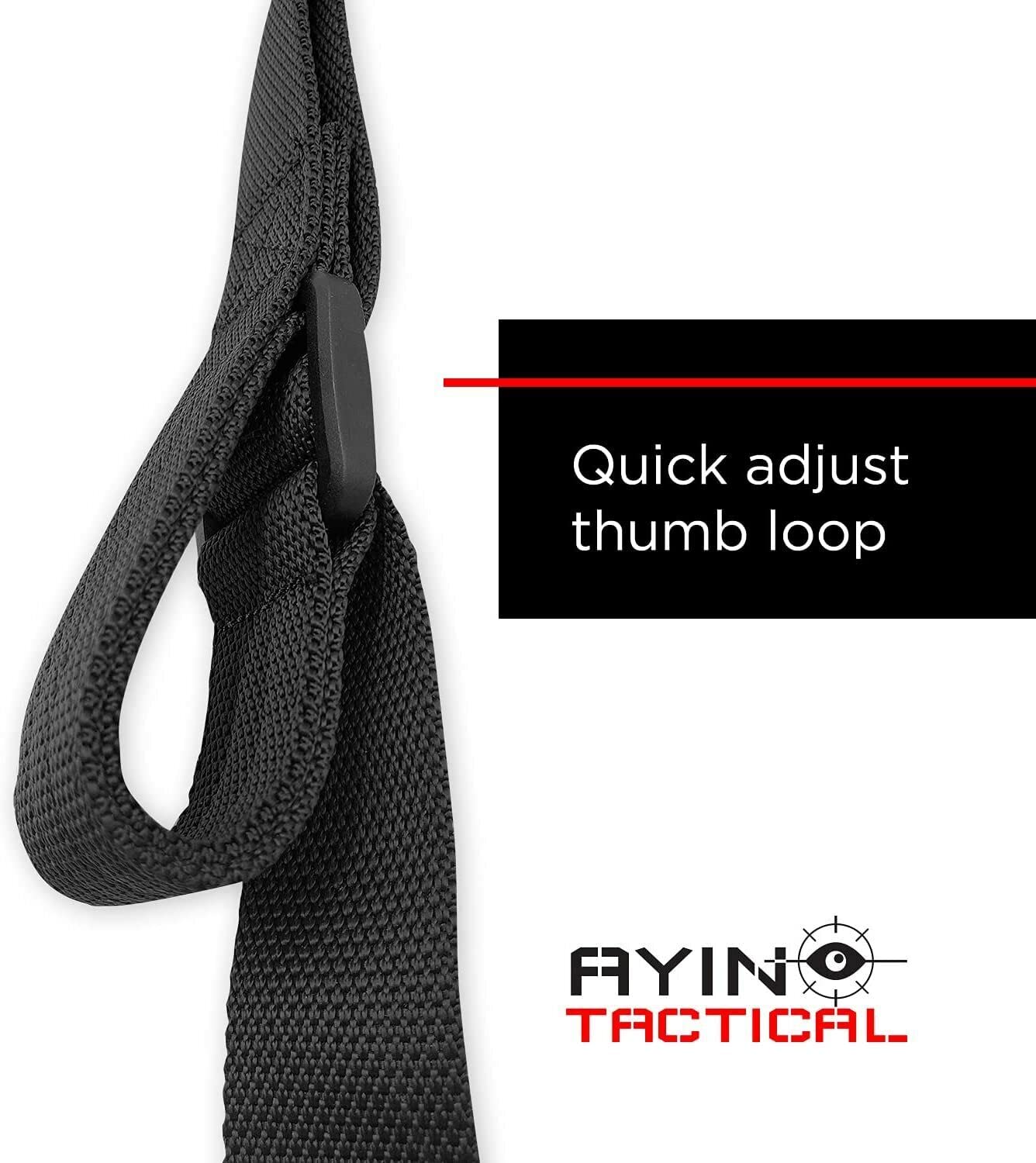 Two Point Sling with Push Attachment, Quick Thumb Loop Adjustment, and Sling Swivels - Color Options Available | AYIN (Black)