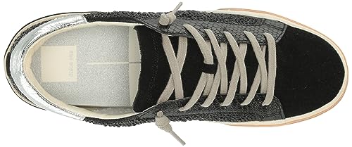 Dolce Vita Women's Zina Crystal Sneaker, Black Suede, 8