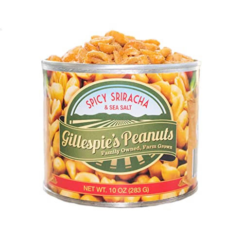 Spicy Sriracha 10oz cans Gillespie's Peanuts grown on our family farm! (2 Cans)