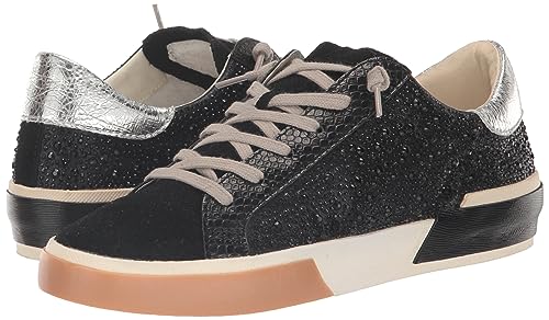 Dolce Vita Women's Zina Crystal Sneaker, Black Suede, 8