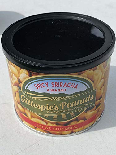 Spicy Sriracha 10oz cans Gillespie's Peanuts grown on our family farm! (2 Cans)