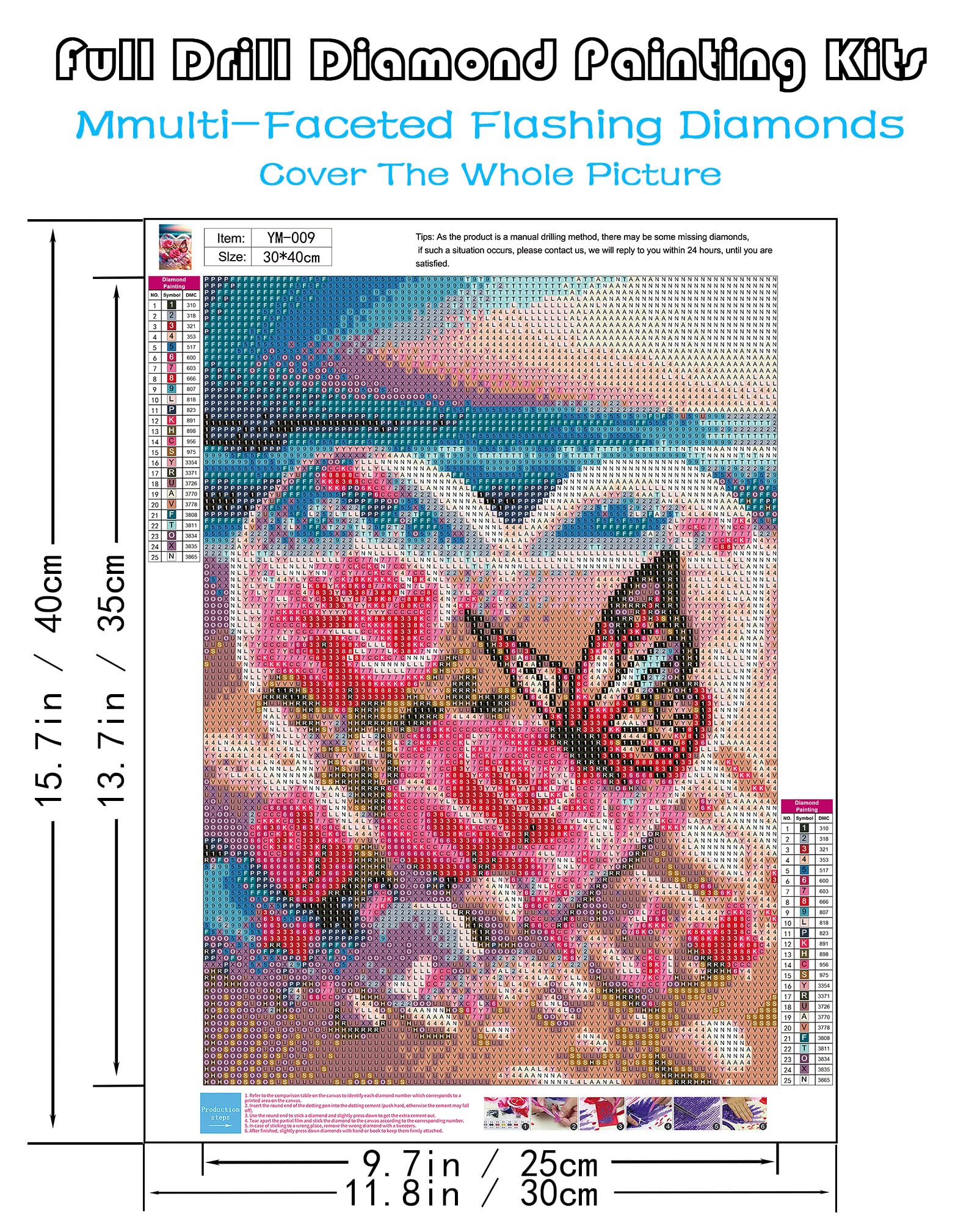 KINPLUB Beach Diamond Painting Kits for Adults, Flowers Heart Diamond Art Kits, 5D DIY Full Drill Seaside Butterflies Paint with Diamonds, Crystal Gem Art for Home Wall Decor 12 x 16 Inch
