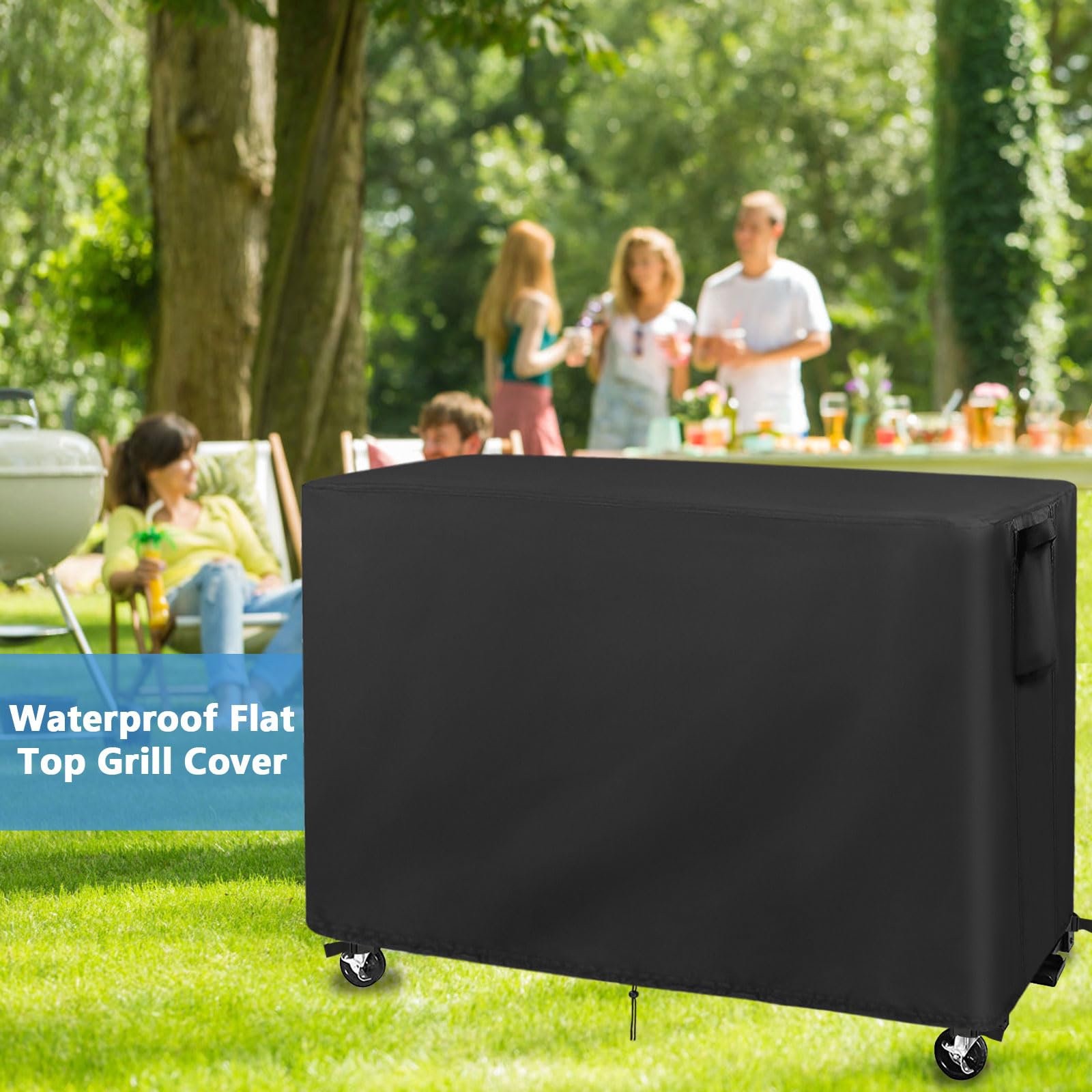 Guisong Flat Top Grill Cover Waterproof for Royal Gourmet 8-Burner Gas Grill with Side Tables Down, Weatherproof Cover for Protecting BBQ Grill/Propane Griddle/Outdoor Grill