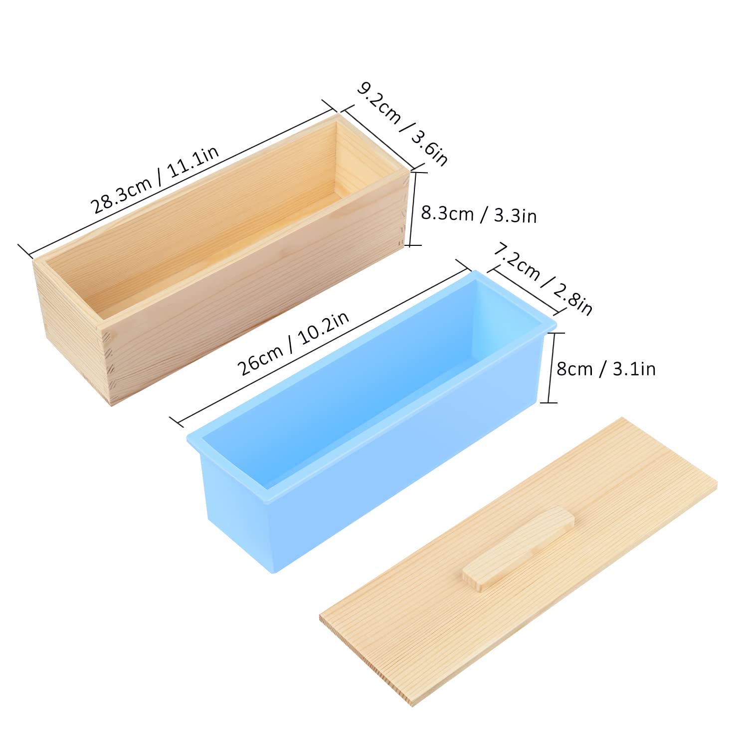 3 PCS Soap Loaf moldss, 42 oz Soap moldss for Soap Making with Wooden Boxes, Set of 3, Soap Bar Box Can Be Used for Homemade Soap Produce, Soap Making, Ideal Size and Large Capacity