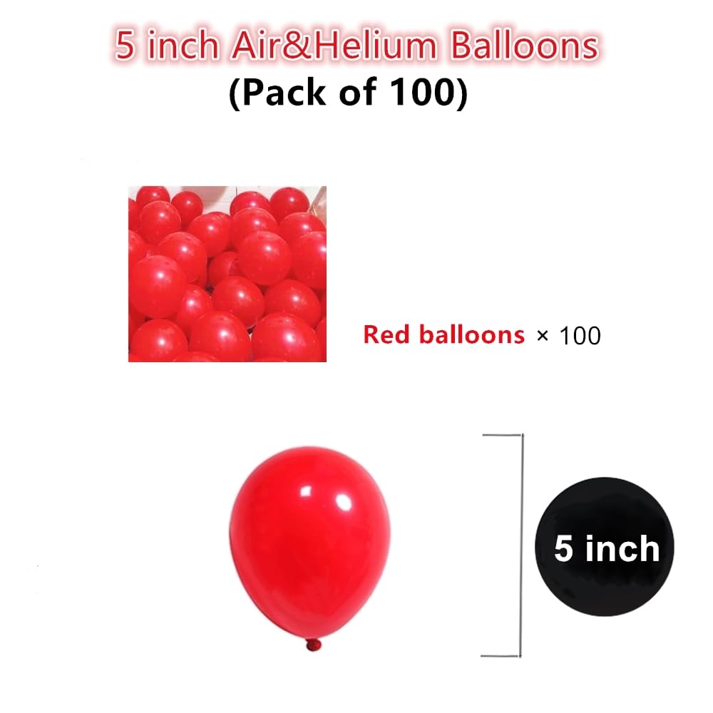 5 inch Red Party Balloons, 100 pcs Mini Red Latex Balloons for Birthday Wedding Baby Shower Decorations(Red)