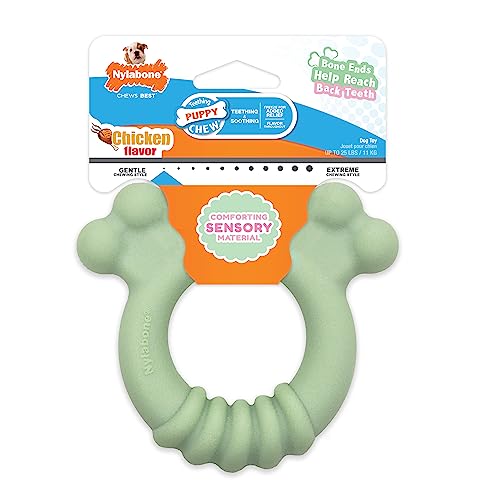 Nylabone Sensory Material Puppy Chew Toy Ring, Toys for Teething Puppies, Chicken Flavor, Small - Up to 25 lbs, 1 Count