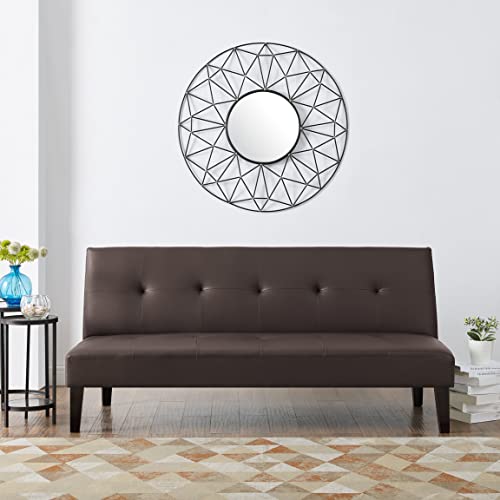 Naomi Home Button Tufted Futon Sofa Bed Pull Out Sofa Bed Couch Convertible with Wooden Legs, Folding, Reclining Small Couch Bed, Futon Bed for Living Room, Espresso, 53965AM