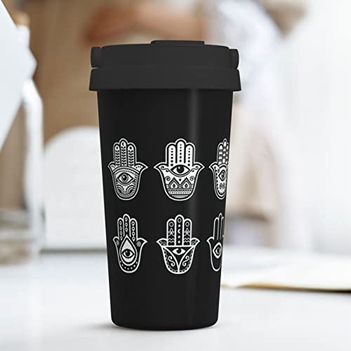 The Hamsa Hand Tumbler Cup Stainless Steel Portable Insulated Coffee Mug, For Home, Office, Coffee Shop