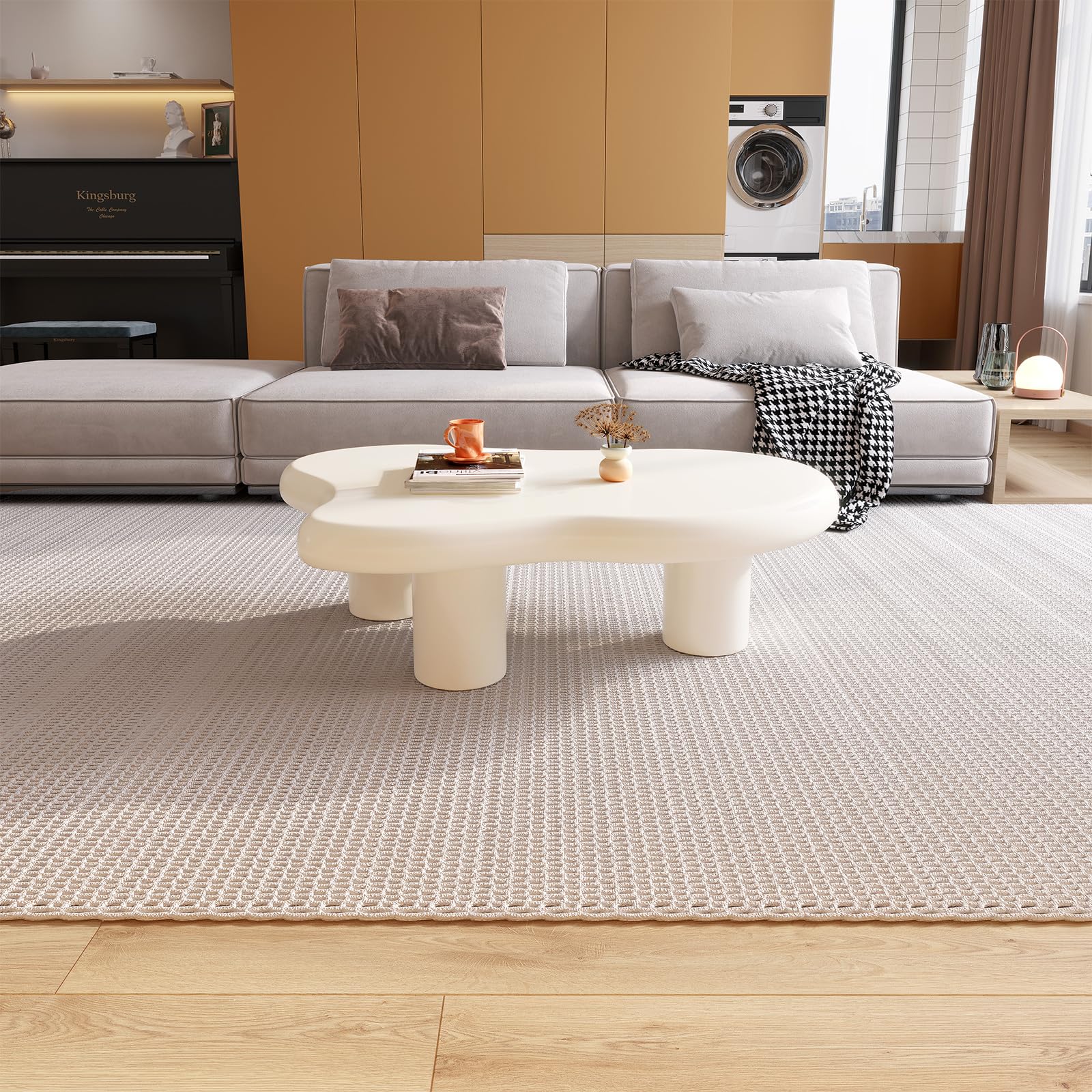 Guyii Cloud Coffee Table, Black Coffee Table for Living Room, Cartoon Irregular Indoor Tea Table, Modern End Table with 3 Legs (White, 41.02 Inch)