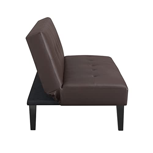 Naomi Home Button Tufted Futon Sofa Bed Pull Out Sofa Bed Couch Convertible with Wooden Legs, Folding, Reclining Small Couch Bed, Futon Bed for Living Room, Espresso, 53965AM