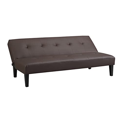 Naomi Home Button Tufted Futon Sofa Bed Pull Out Sofa Bed Couch Convertible with Wooden Legs, Folding, Reclining Small Couch Bed, Futon Bed for Living Room, Espresso, 53965AM