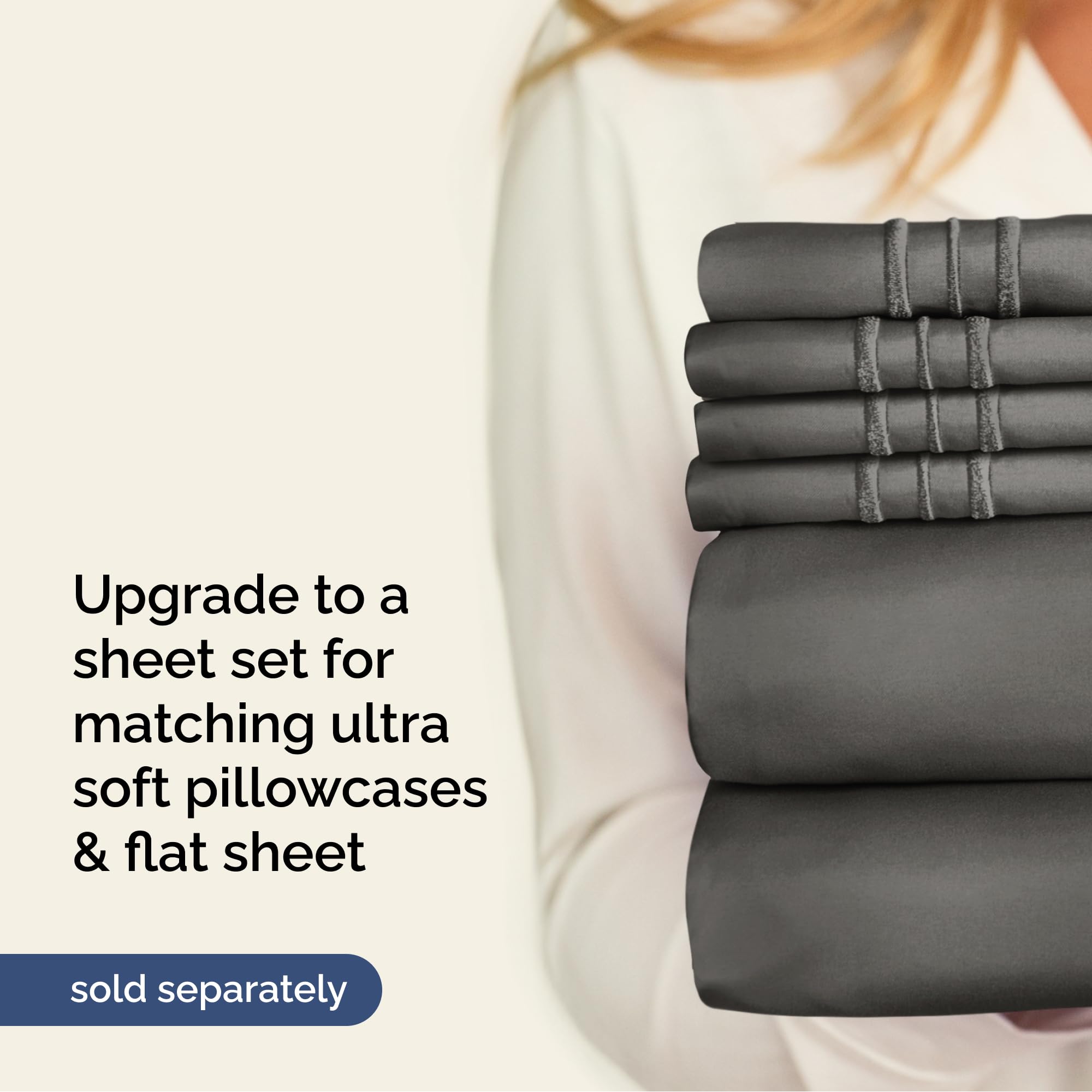 Extra Deep Full Fitted Sheet - Hotel Luxury Single Fitted Sheet Only - Easily Fits 18 inch to 24 inch Mattress - Ultra Soft, Wrinkle & Fade Free w/Extra Deep Pockets - Breathable & Comfy - Charcoal