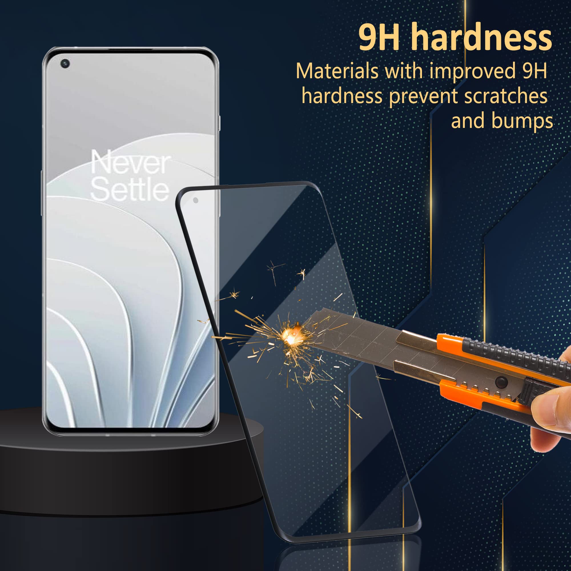 WILLONE [2+2 For OnePlus 10 Pro Screen Protector Tempered Glass 2 Pcs, Camera Lens Protector 2 Pcs, Support Fingerprint Sensor, 9H Hardness, Bubble Free, HD Film for OnePlus 10 Pro 5G