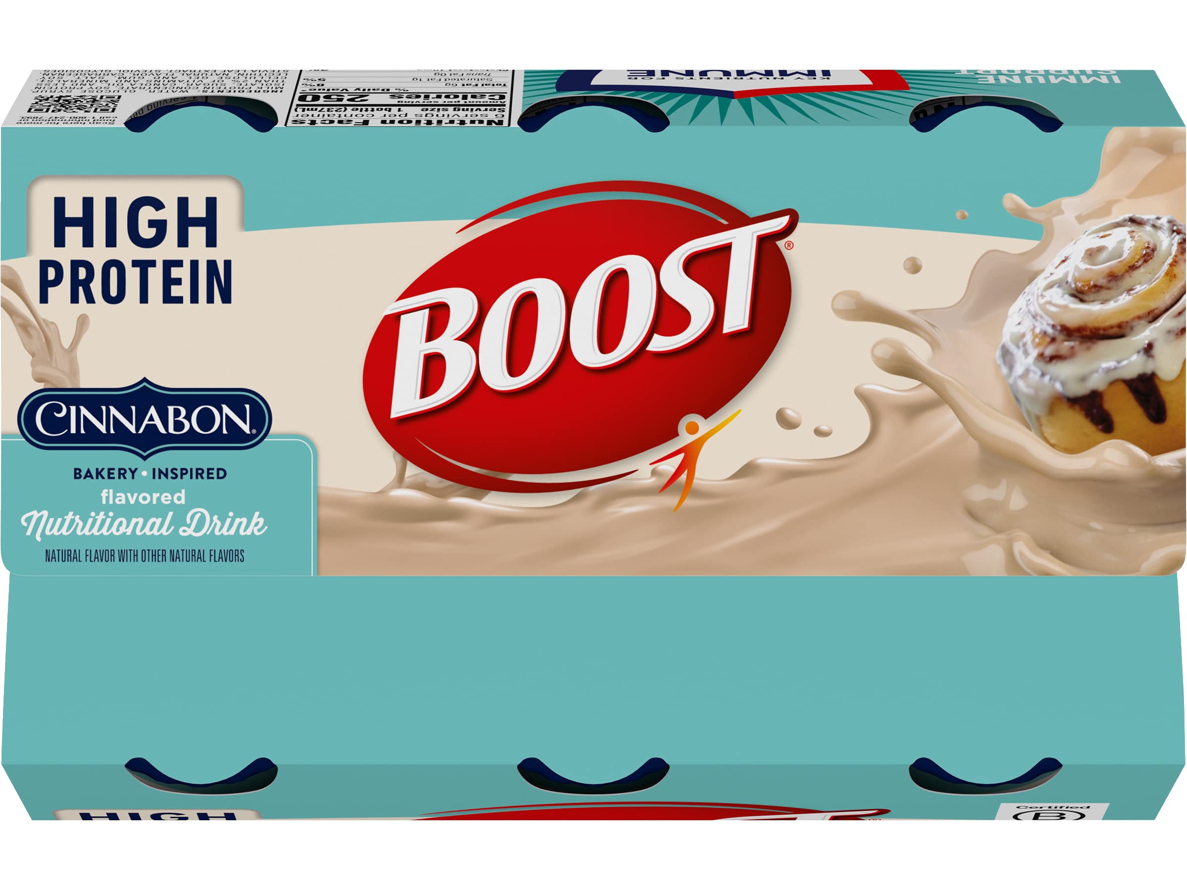 BOOST High Protein Nutritional Drink (Cinnabon, 6 Count (Pack of 1))