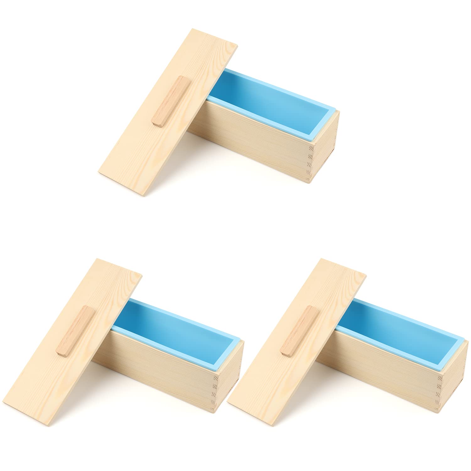 3 PCS Soap Loaf moldss, 42 oz Soap moldss for Soap Making with Wooden Boxes, Set of 3, Soap Bar Box Can Be Used for Homemade Soap Produce, Soap Making, Ideal Size and Large Capacity