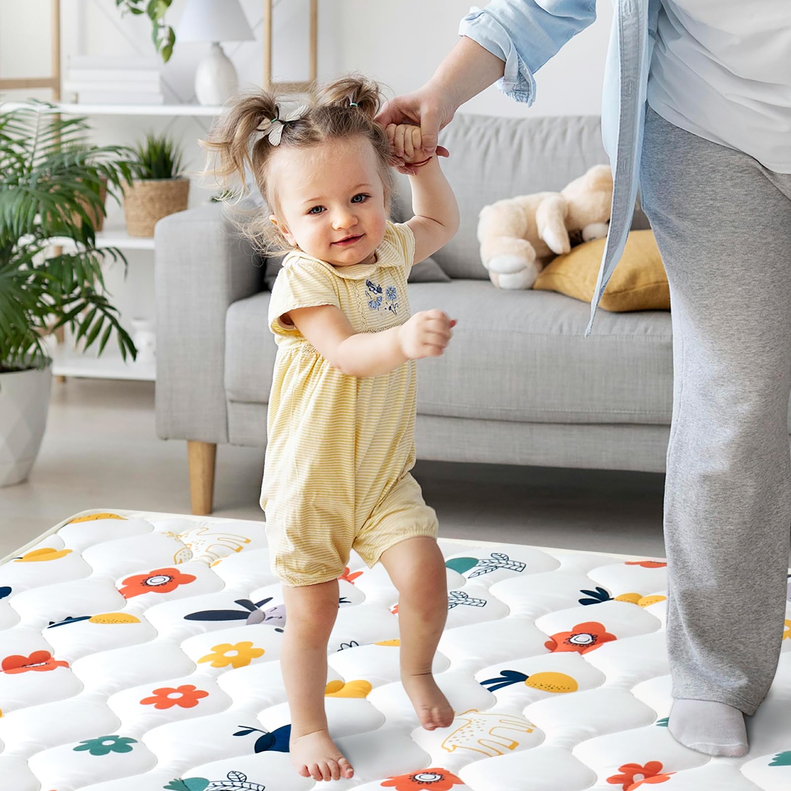 Odorless Premium Foam Baby Play Mat 71" X 59", Extra Large Activity Playmats for Babies,Toddlers, Infants, Soft Thicker Baby Mat for Floor, Play & Tummy Time, Machine Washable for Easy Care