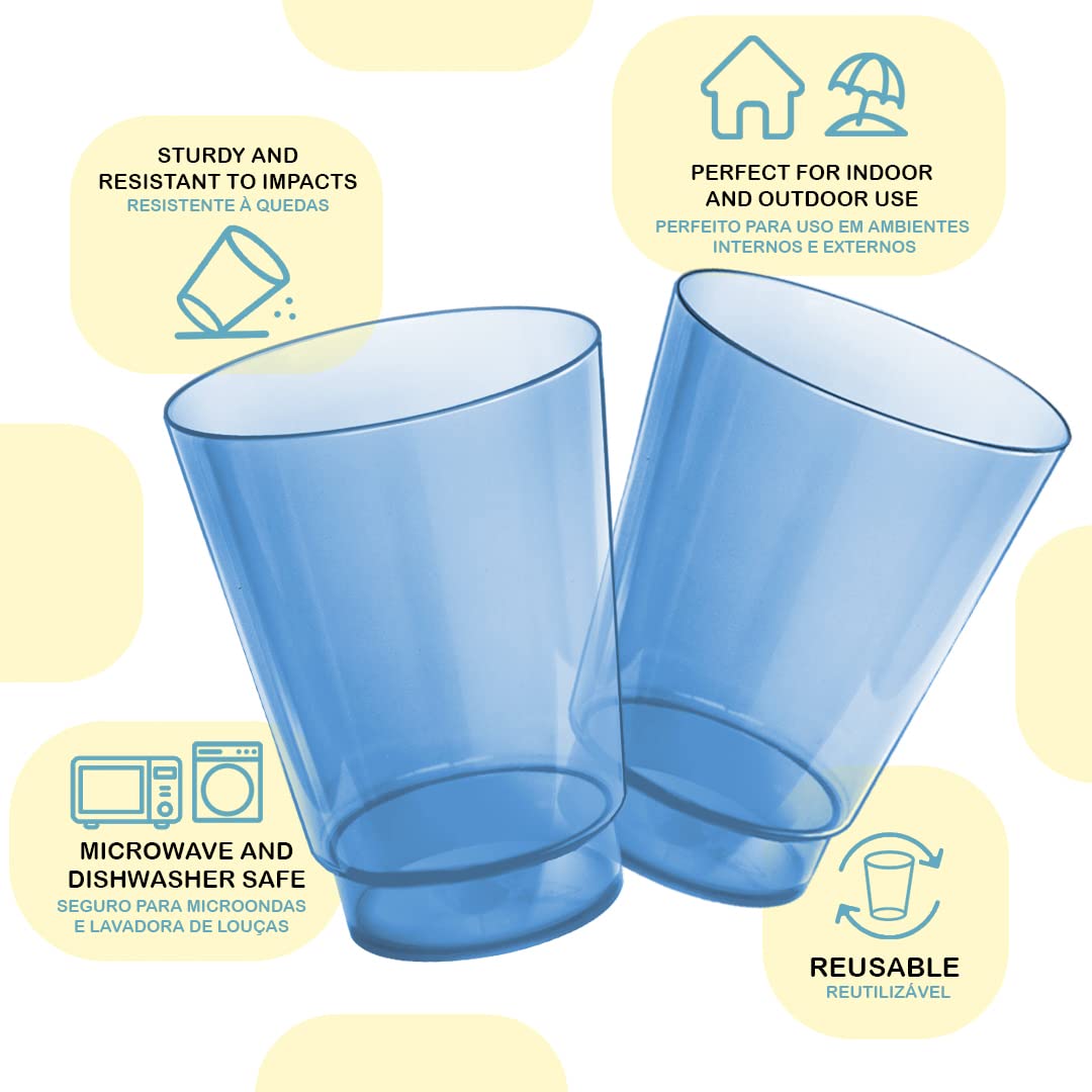 Acrimet Plastic Cup, Reusable, 10oz | 300ml, Tumbler Water, Machine Washable, Stackable Beverage Tumblers, Drinking Cup, Shatterproof, Durable (Blue Color) (Set of 10)
