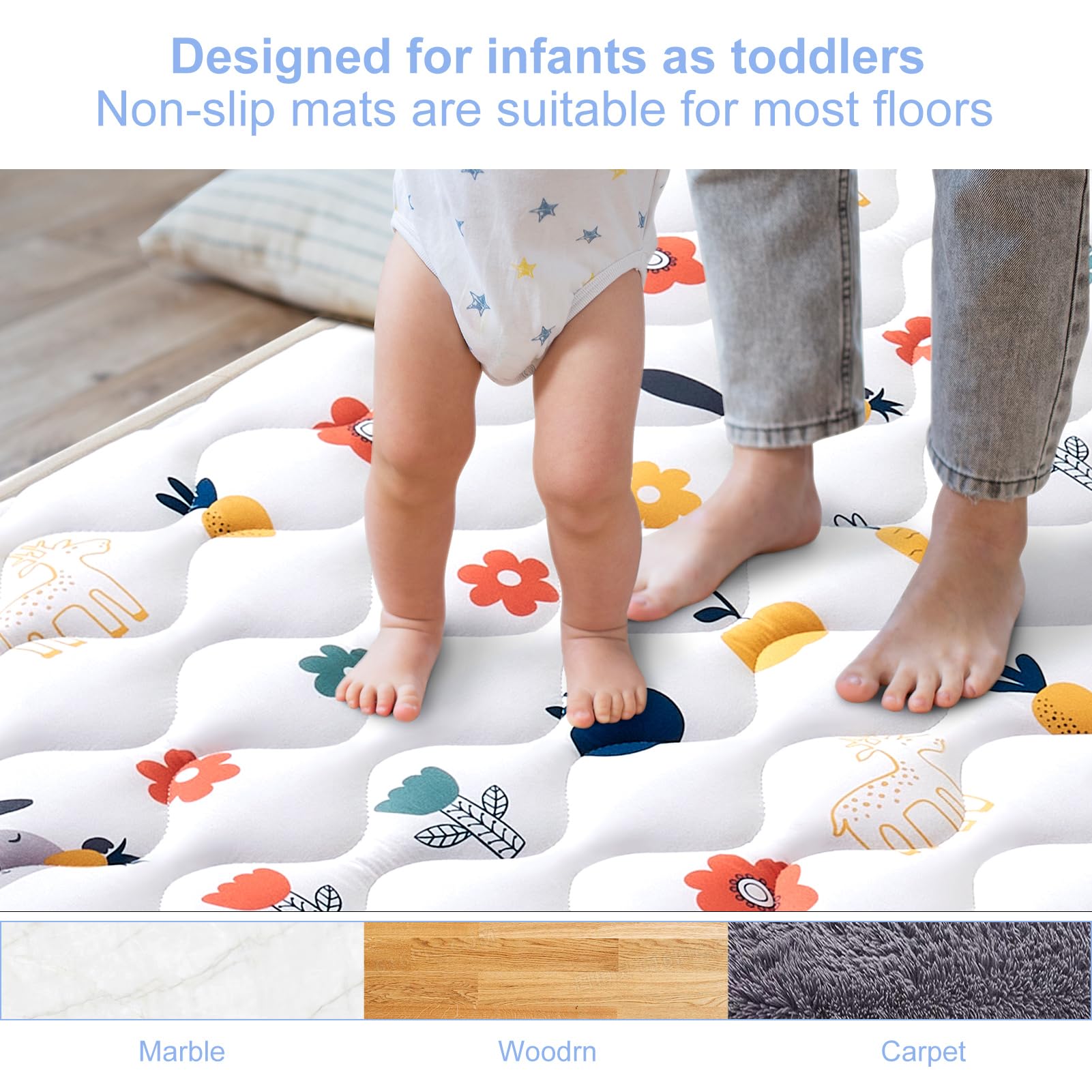 Odorless Premium Foam Baby Play Mat 71" X 59", Extra Large Activity Playmats for Babies,Toddlers, Infants, Soft Thicker Baby Mat for Floor, Play & Tummy Time, Machine Washable for Easy Care