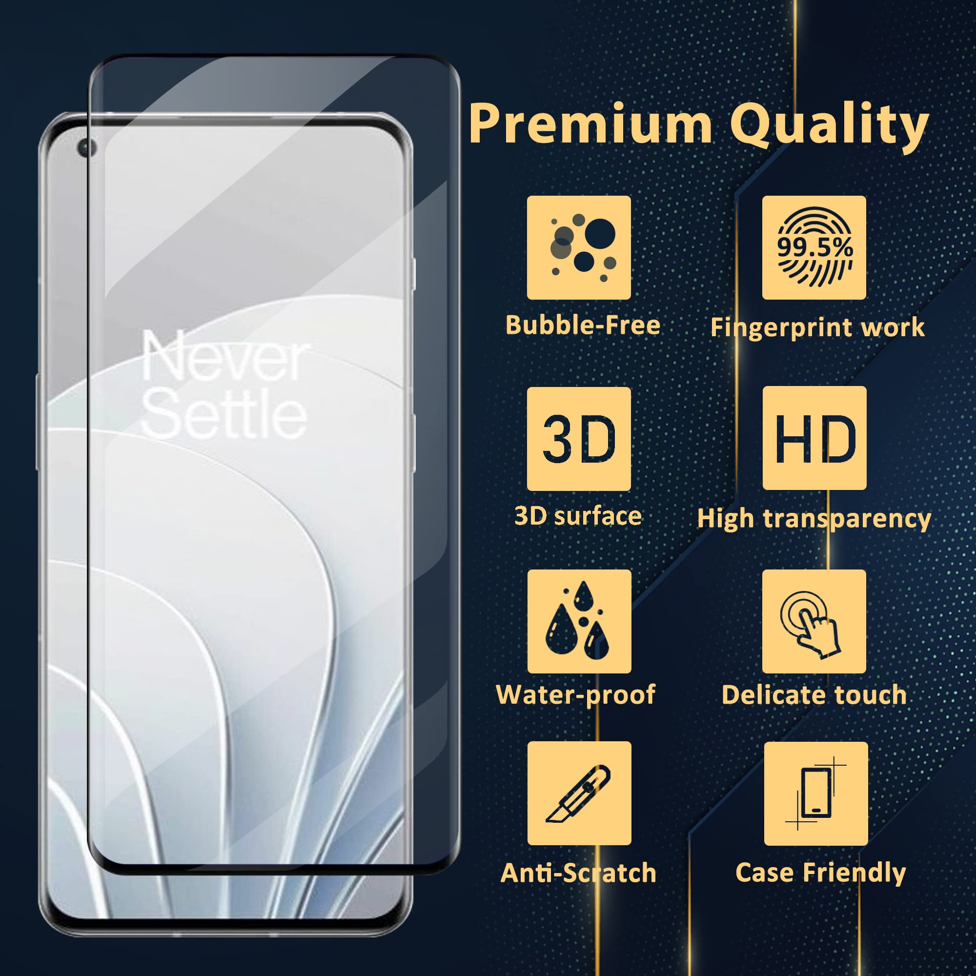 WILLONE [2+2 For OnePlus 10 Pro Screen Protector Tempered Glass 2 Pcs, Camera Lens Protector 2 Pcs, Support Fingerprint Sensor, 9H Hardness, Bubble Free, HD Film for OnePlus 10 Pro 5G