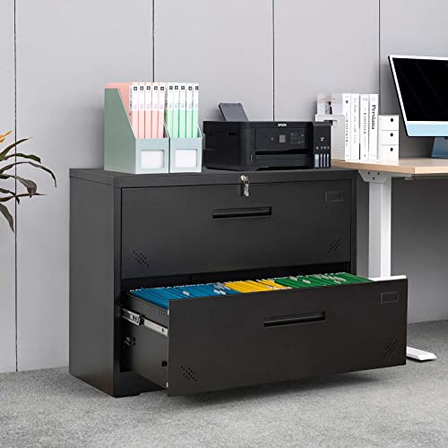 ROOMTEC W25262859 File Storage Cabinets, 2 Drawer, Black