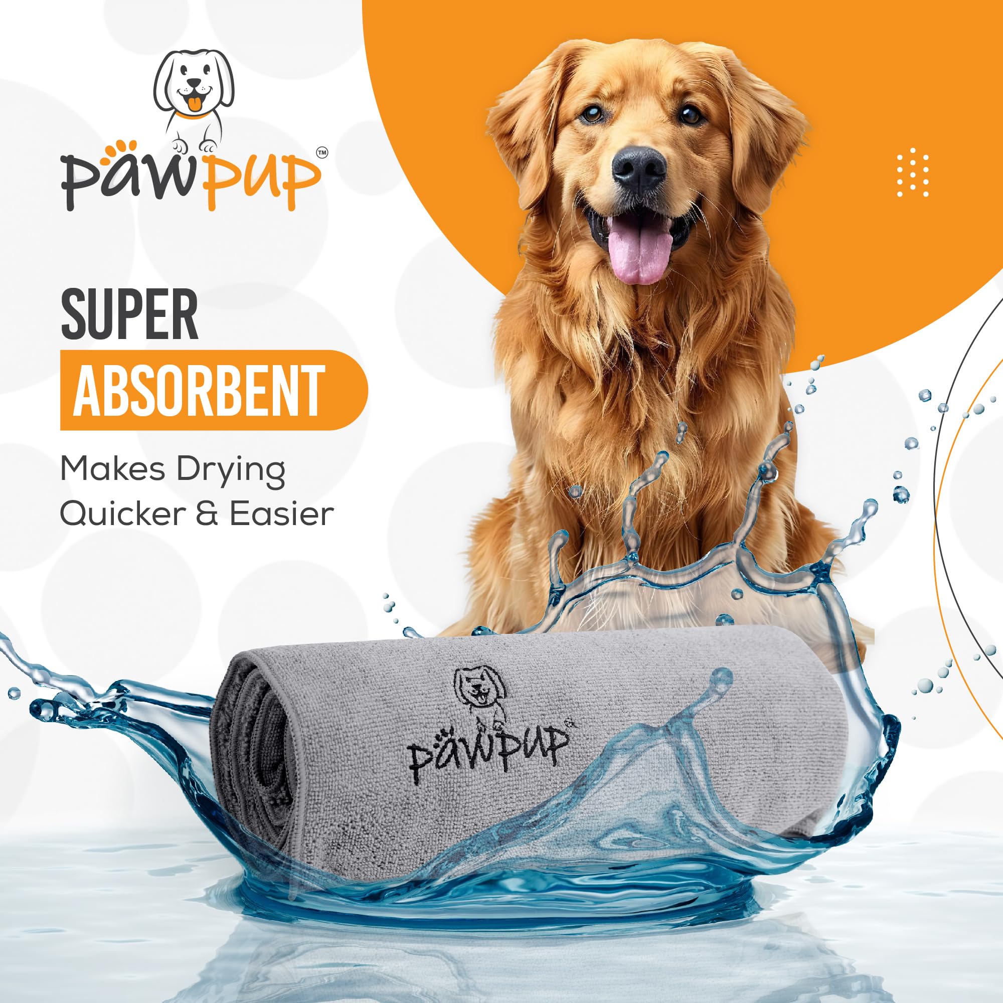 PAWPUP Dog Towels for Drying Dogs Super Absorbent Microfiber Pet Grooming Towel for Dogs, Cats and Other Pets (55 x 28 Inches, Grey)